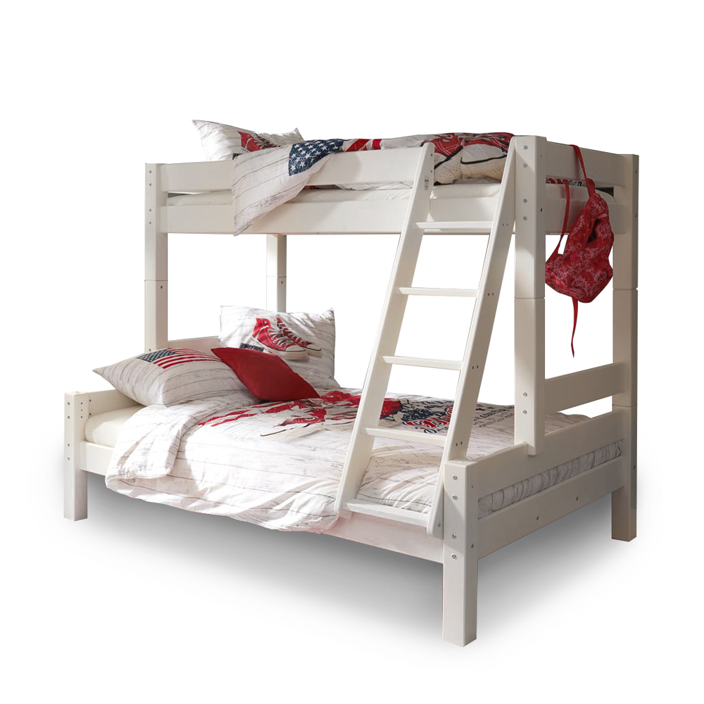 3-persoons stapelbed Triplo wit B154 x D211 x H165 cm | DEBA Meubelen