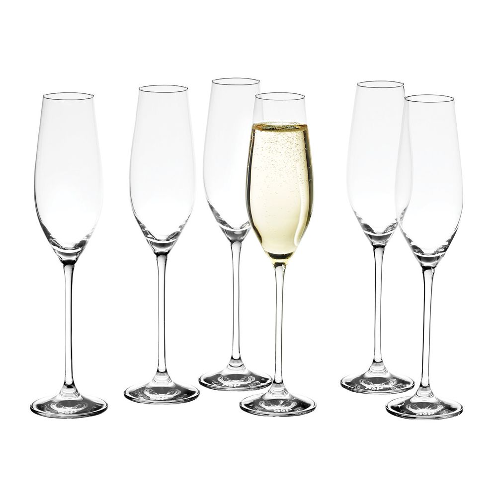 Set van 6 champagneglazen glas 0,21 L | DEBA Meubelen