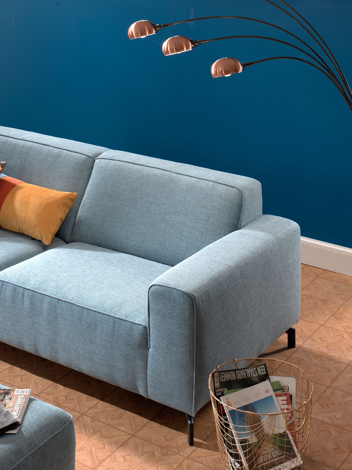 TOP blauwe zetel 2-zit modern blauw b176 x d96 x h77 cm | DEBA Meubelen