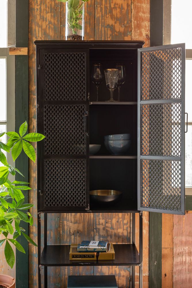 DUTCHBONE - Kast barkast DENVER - Black - zwart - B60 x D39 x H160,5 cm