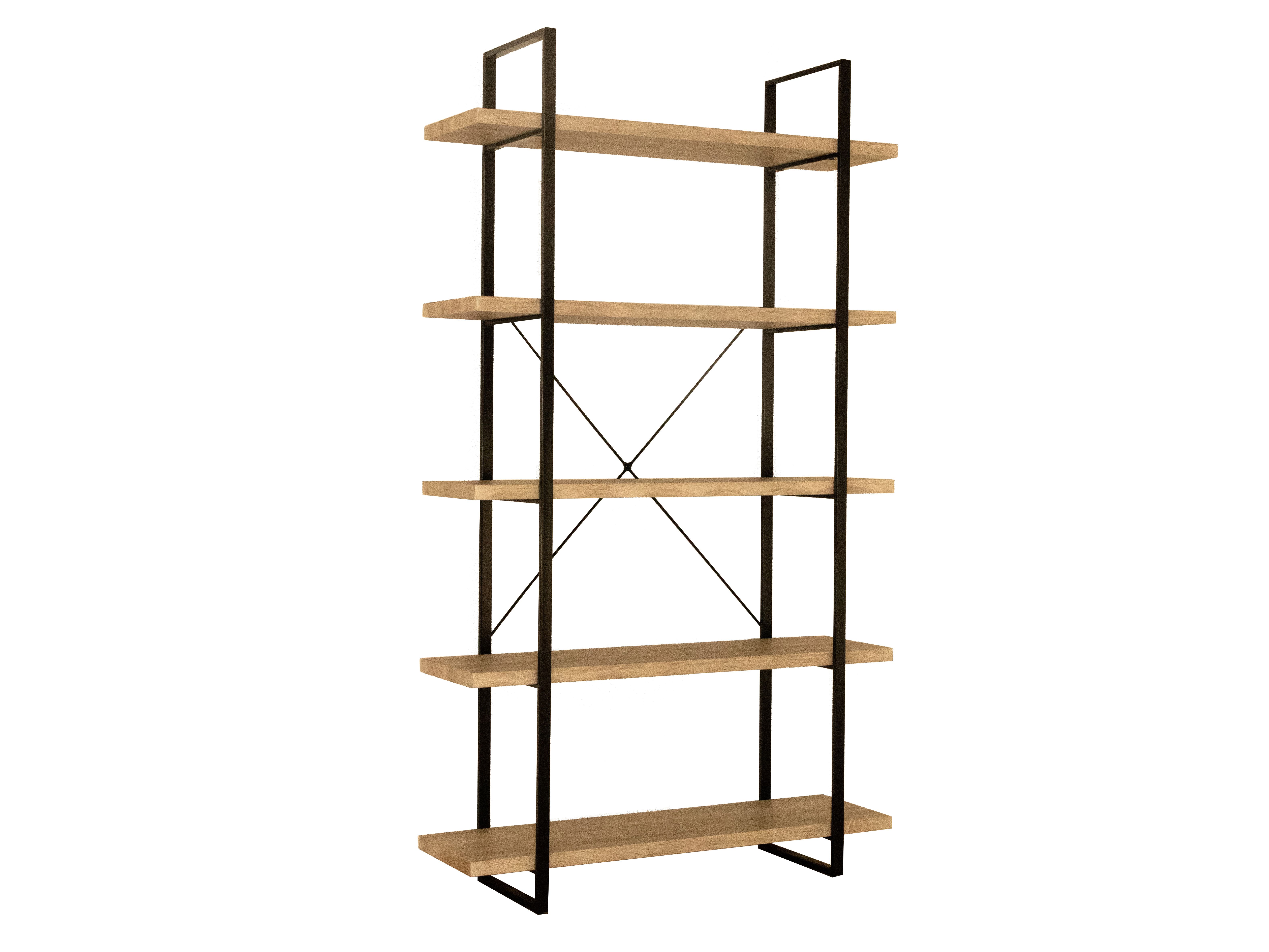 Open rek met 5 planken hout B100 x D33 x H179 cm | DEBA Meubelen