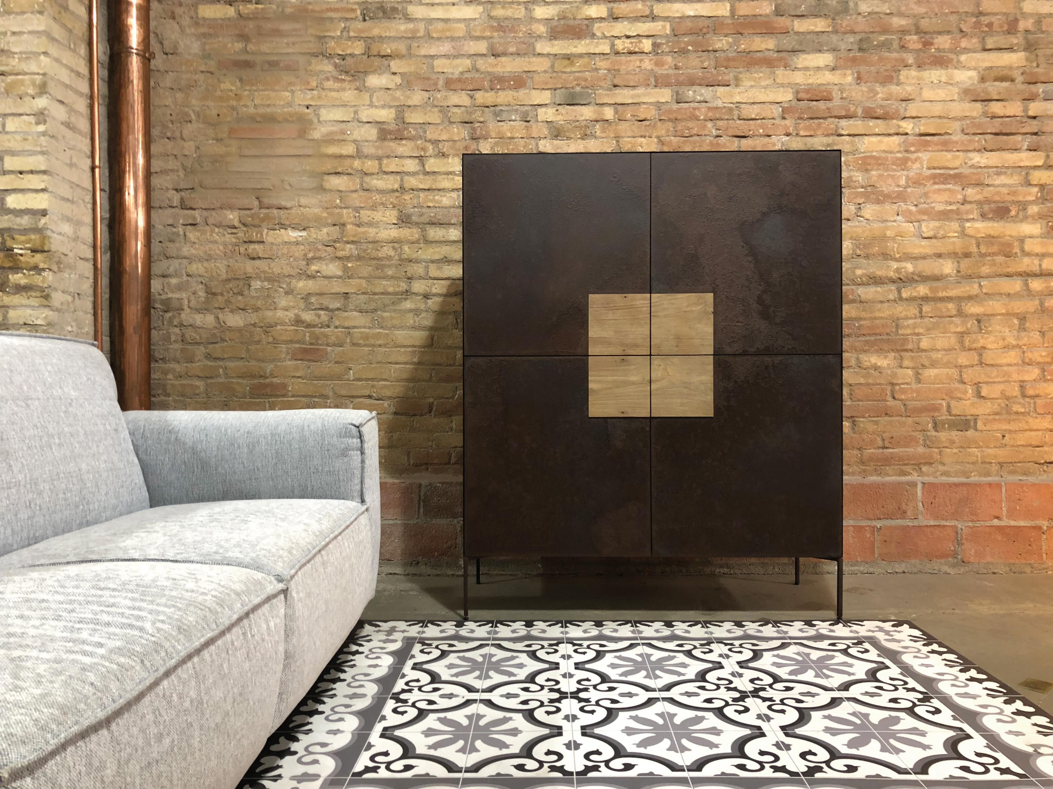 RICHTER YOUNG DESIGN - Kast barkast ZEN - Teak/Roest staal - hout ...