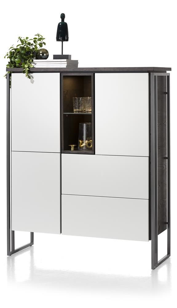 Barkast GLASGOW - Wit/carbon multicolor B115 x D45 x H140 cm | DEBA ...