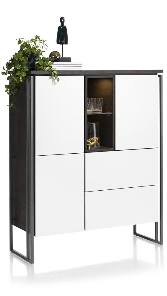 Barkast GLASGOW - Wit/carbon multicolor B115 x D45 x H140 cm | DEBA ...