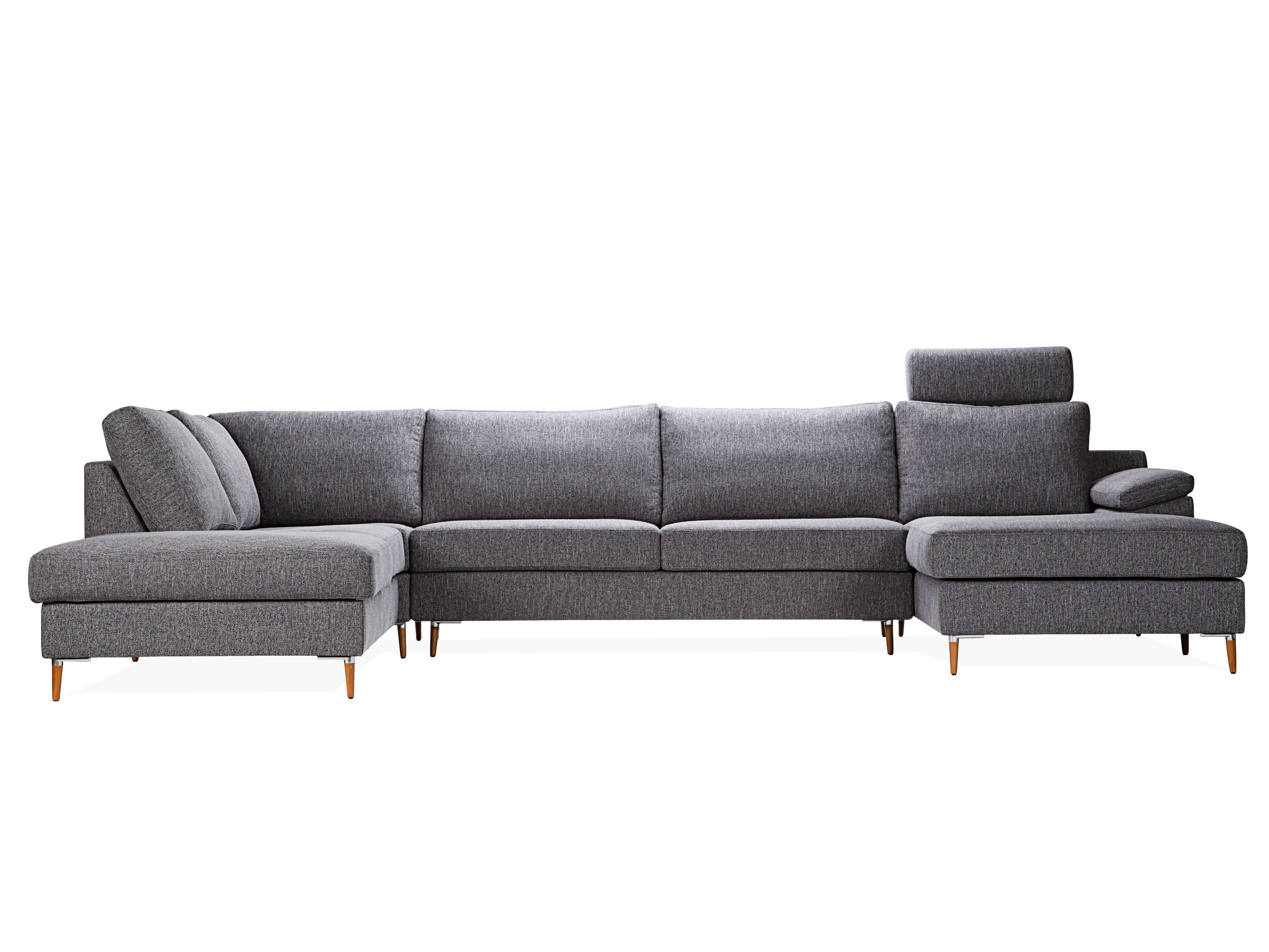 Theca u-zetel Frisco grijze stof grijs B316 x D161/225 cm | DEBA Meubelen