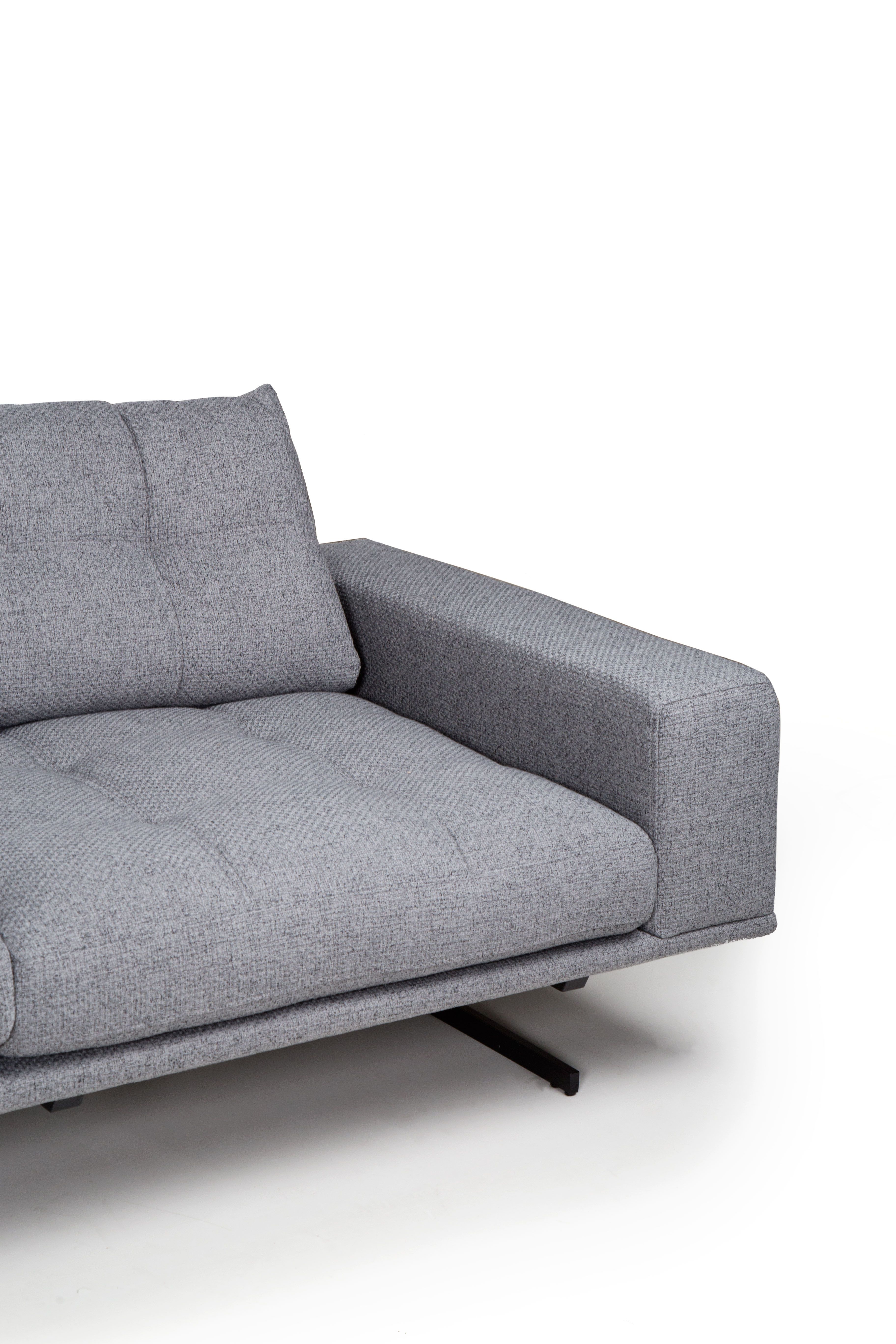 Moderne zetel Fayen stof grijs, poten metaal grijs B325 x D106/177 x ...