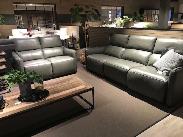 Zetel 2-zits - Grijs Leder grijs B142 x D100 x H99 cm | DEBA Meubelen