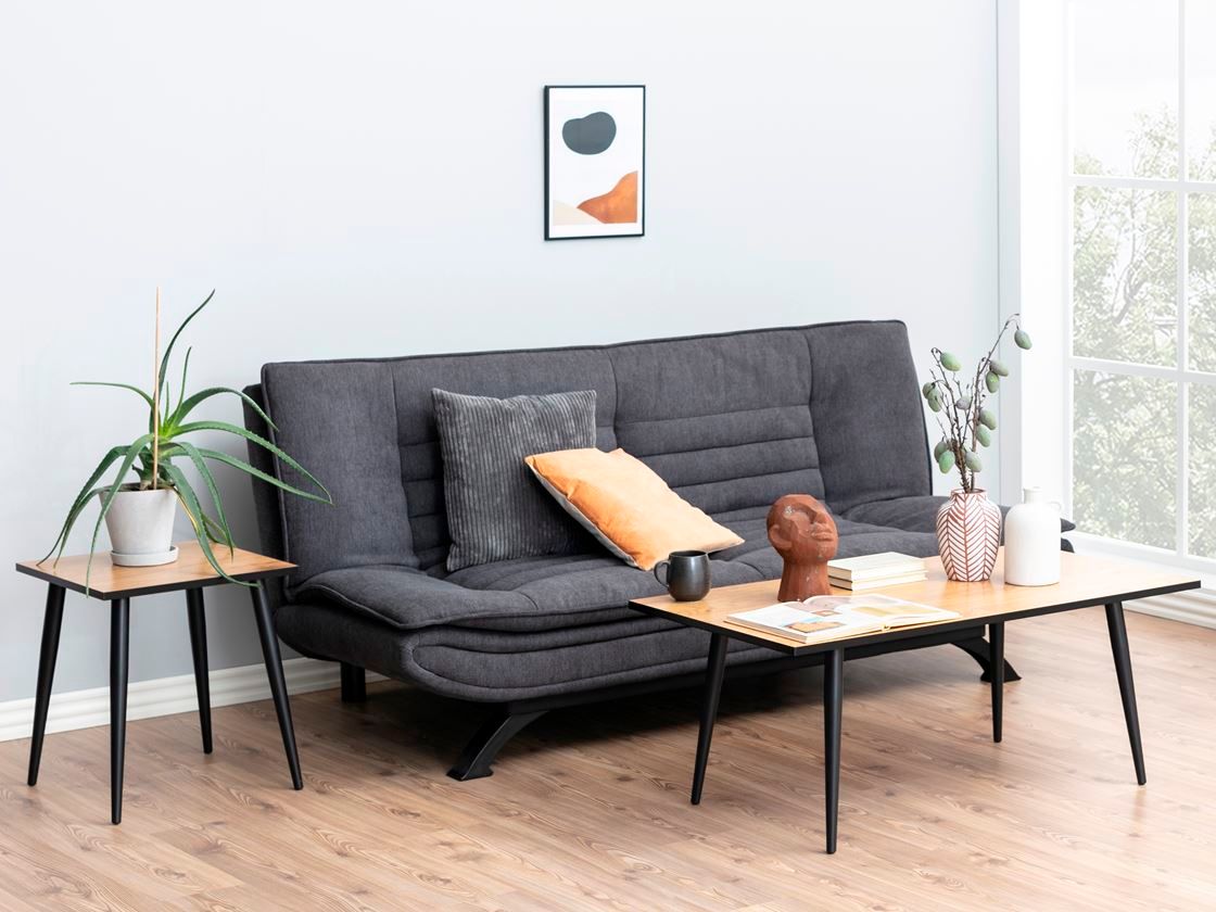 Richter Young Design Faith zetelbed zwarte poten stof donkergrijs