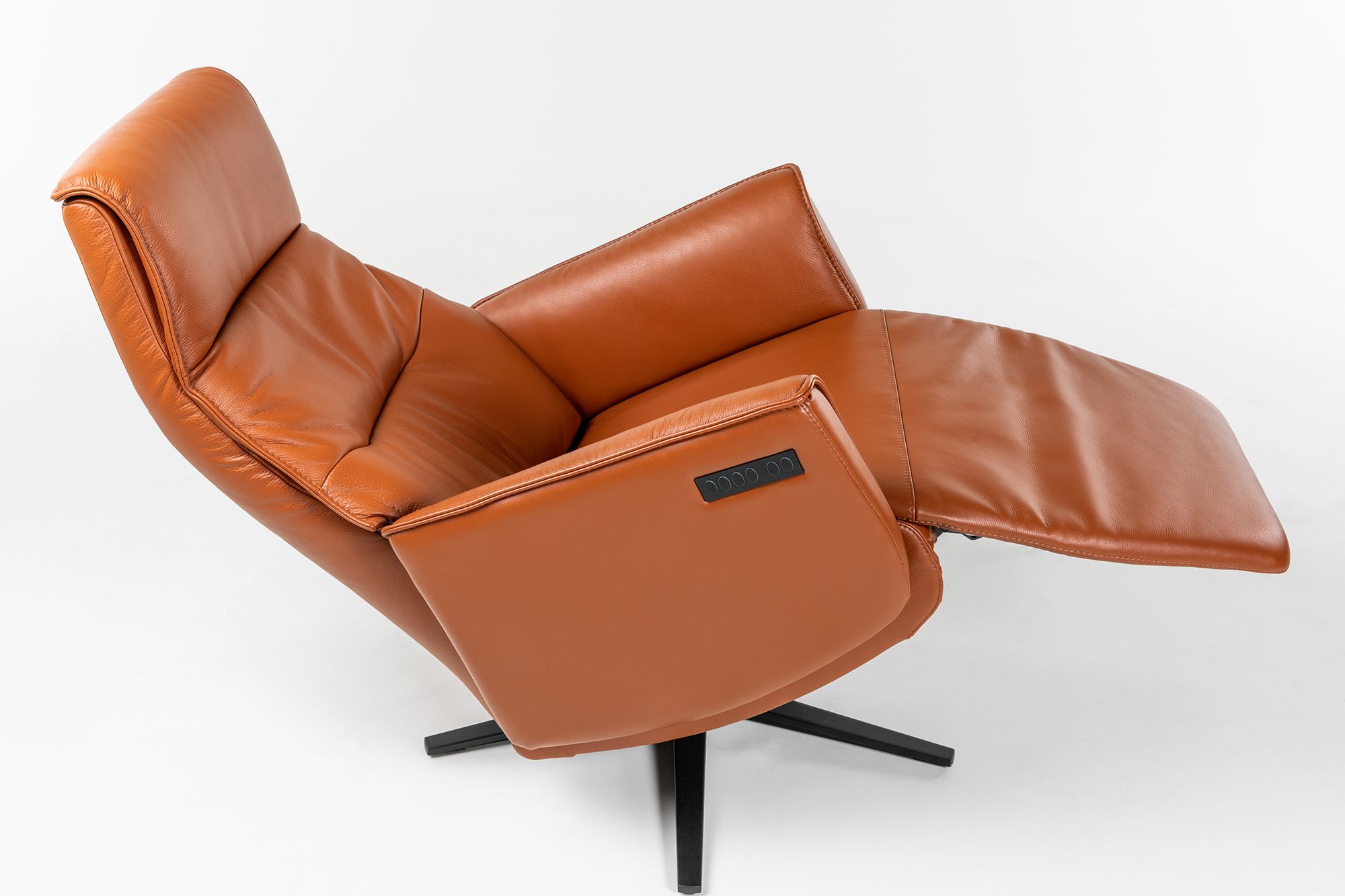 Elektrische relaxfauteuil DZ-227 - Cognac leder bruin B76 x D70/160 x ...