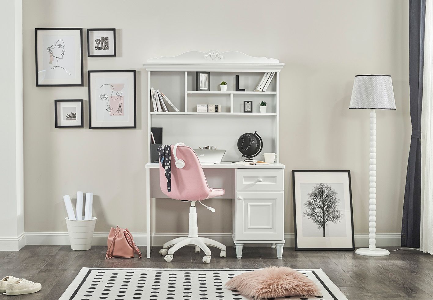 Opzetstuk voor bureau Lora wit B122 x D31 x H99 cm | DEBA Meubelen