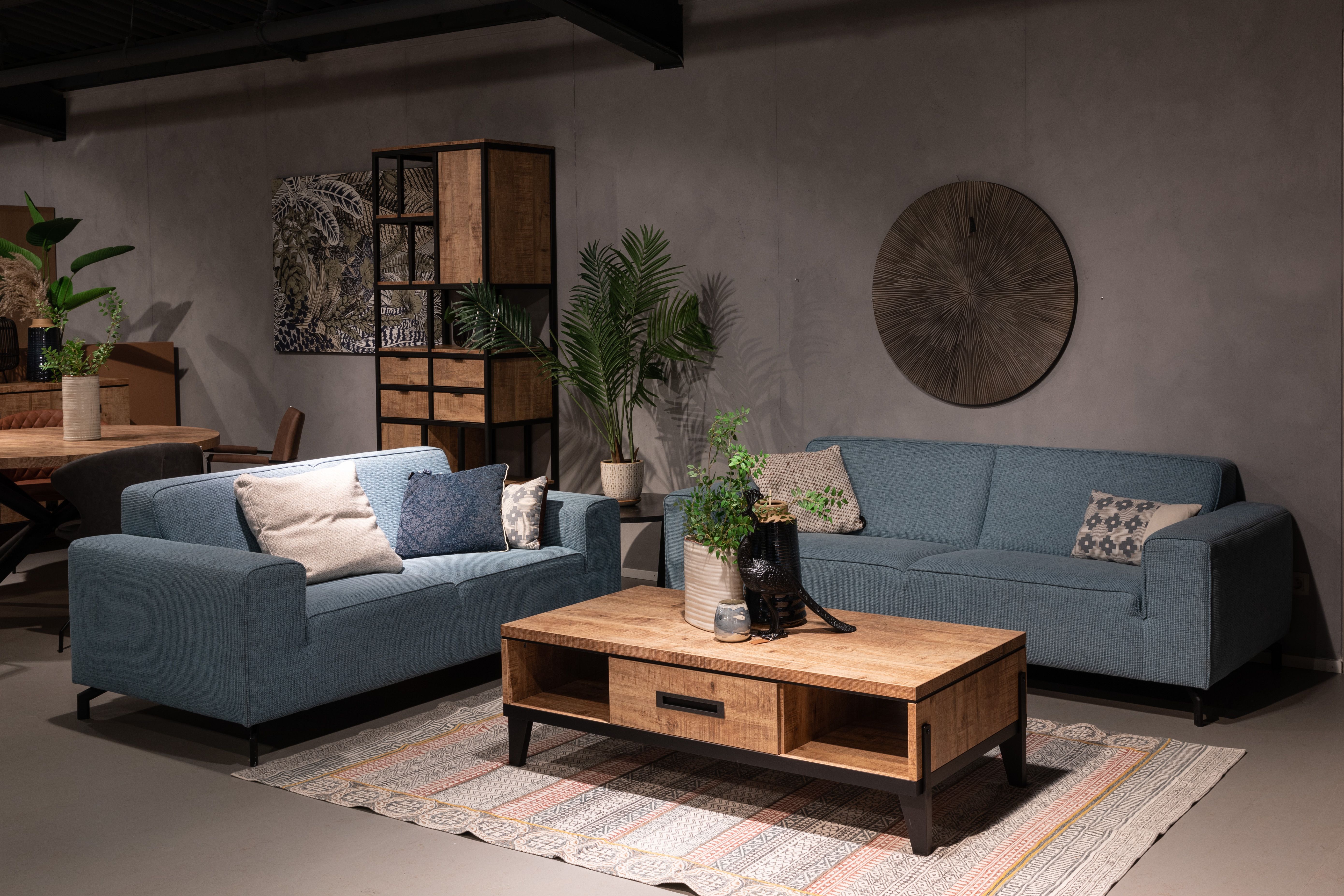 TOP blauwe zetel 2-zit modern blauw b176 x d96 x h77 cm | DEBA Meubelen