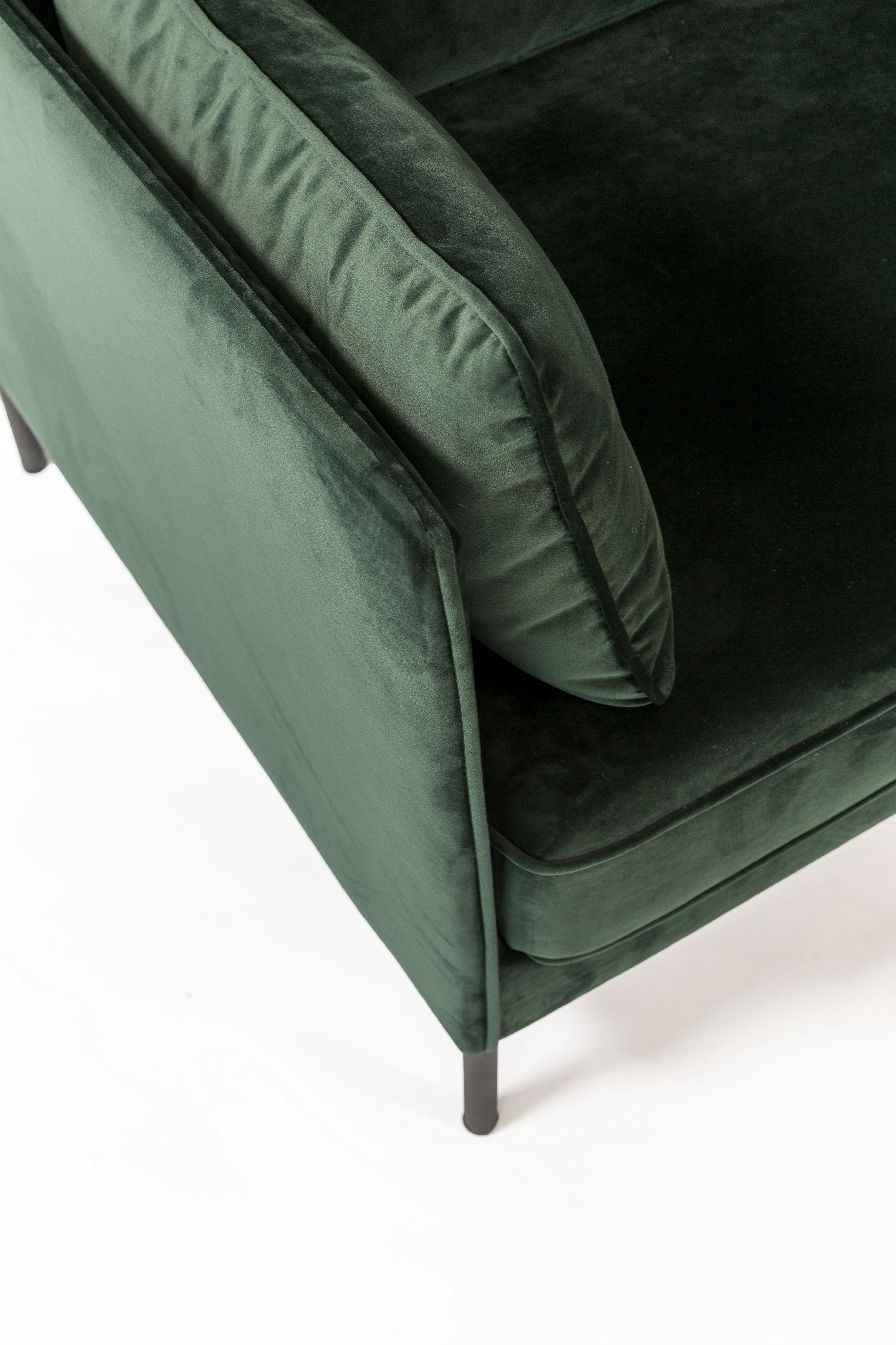 Hoekzetel in groene velvet longchair groen B252 x D157 x H85 cm | DEBA ...