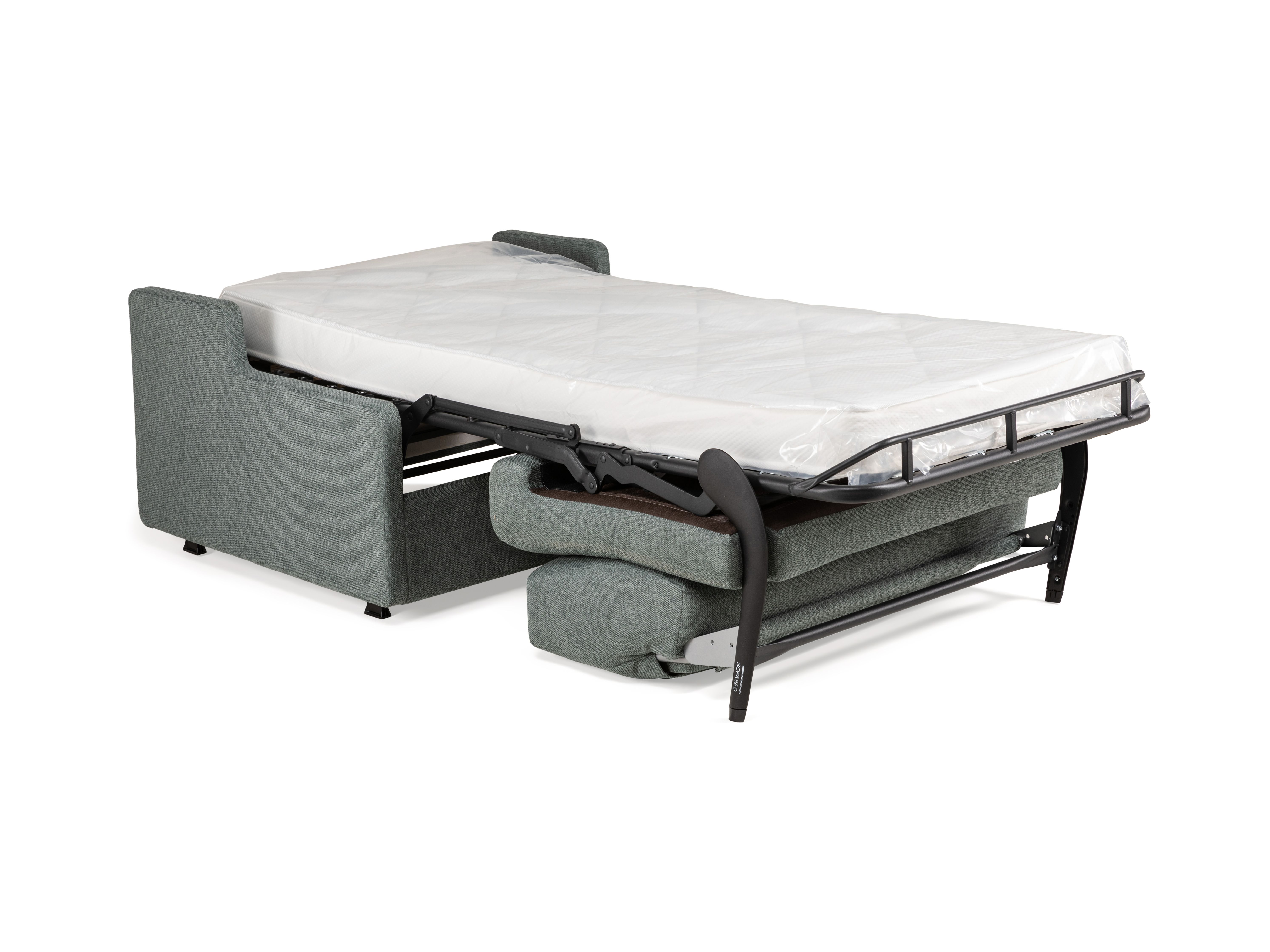 Zetelbed sofabed met matras Emanti grijs groen B116 x D100 x H85 cm ...