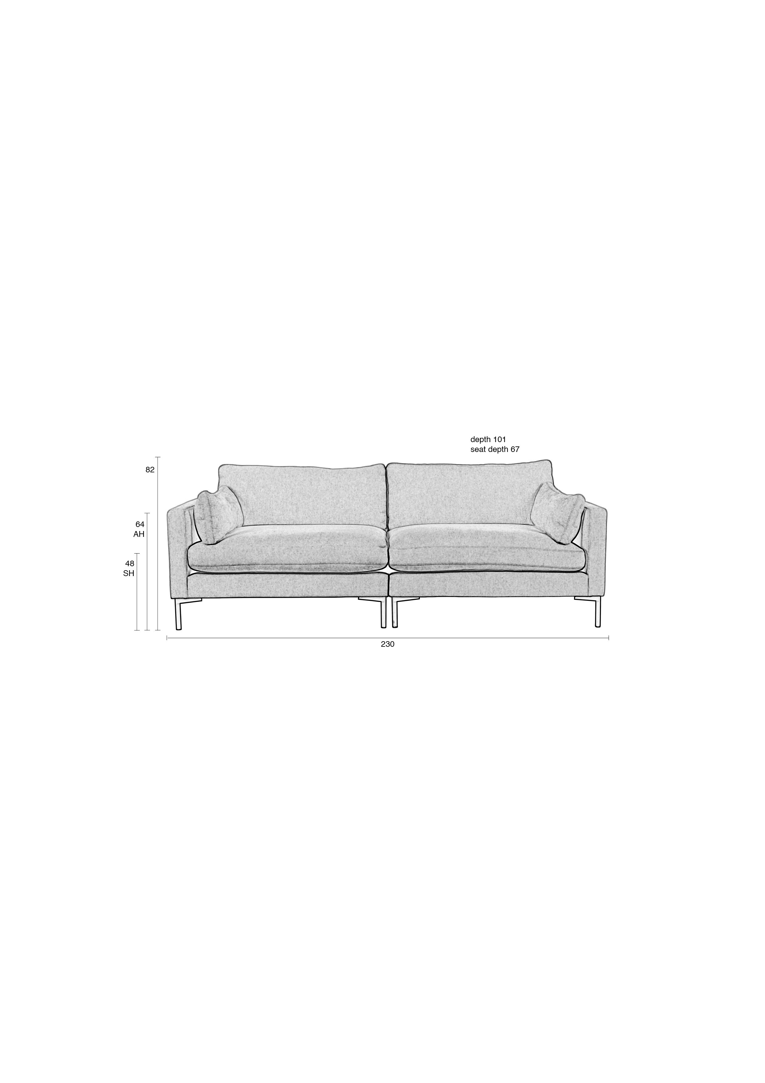 Zuiver Summer 3-zit sofa latte beige beige B230 x D101 x H82 cm | DEBA ...