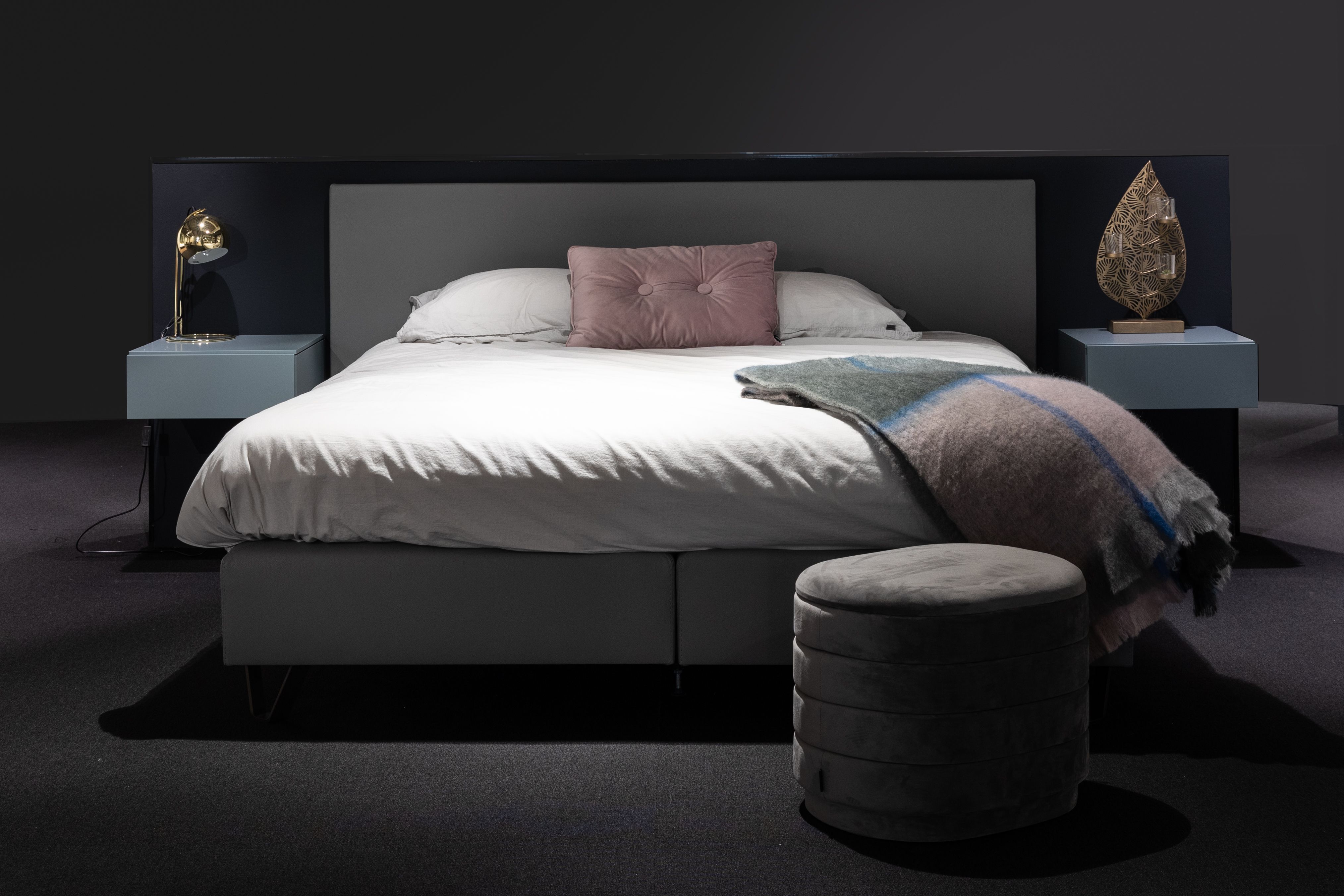 Revor boxspring BOX 25 excl. matras, oversized hoofdbord, 180x200 grijs ...