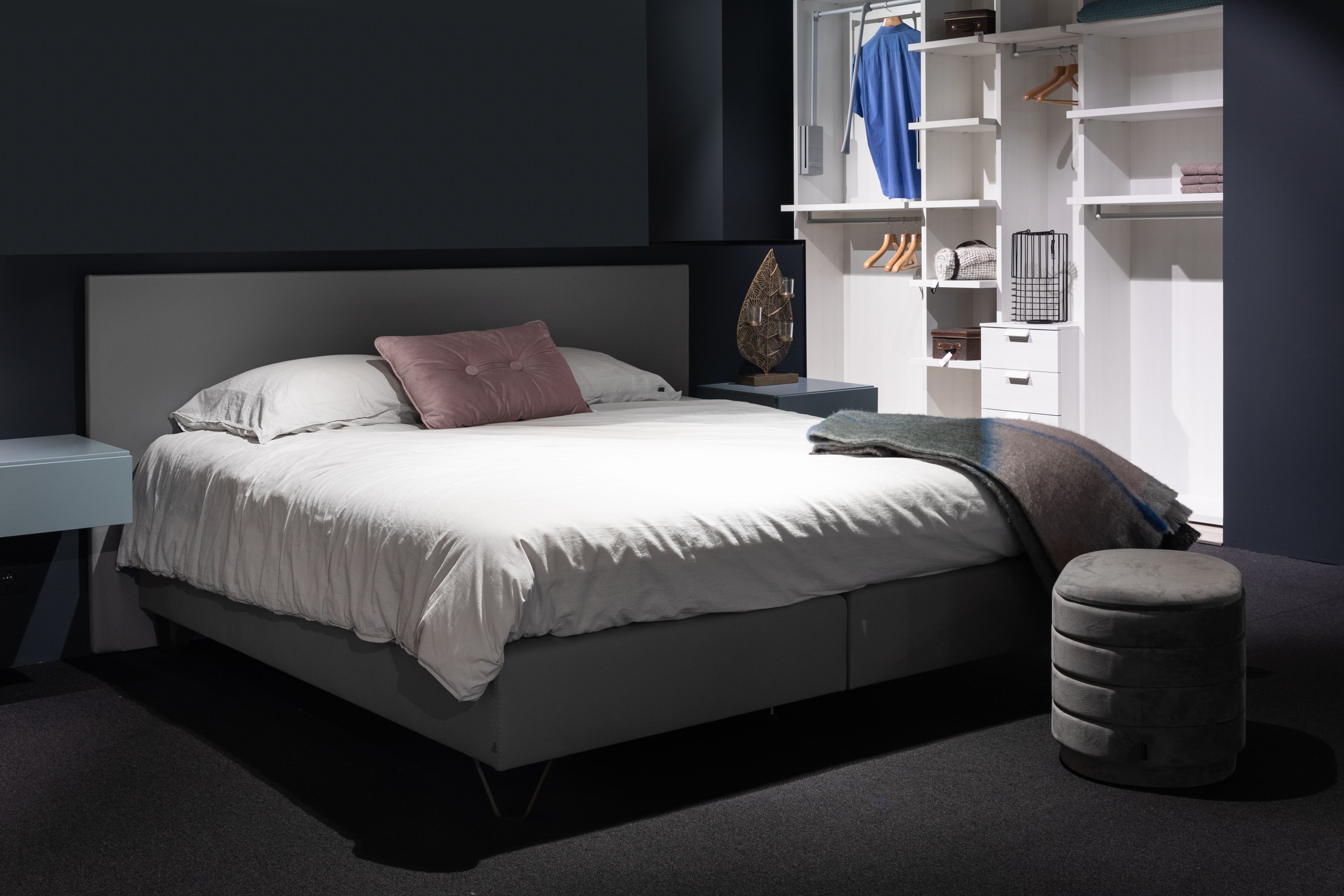 Revor boxspring BOX 25 excl. matras, oversized hoofdbord, 180x200 grijs ...