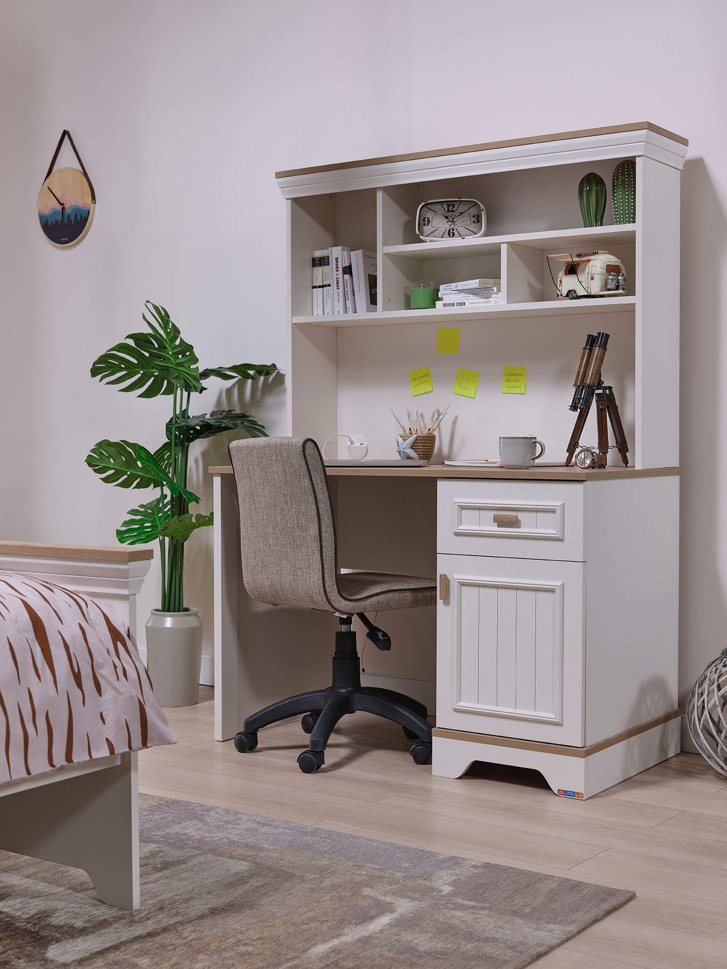 Opzetstuk voor bureau Monte wit wit B118 x D29 x H87 cm | DEBA Meubelen