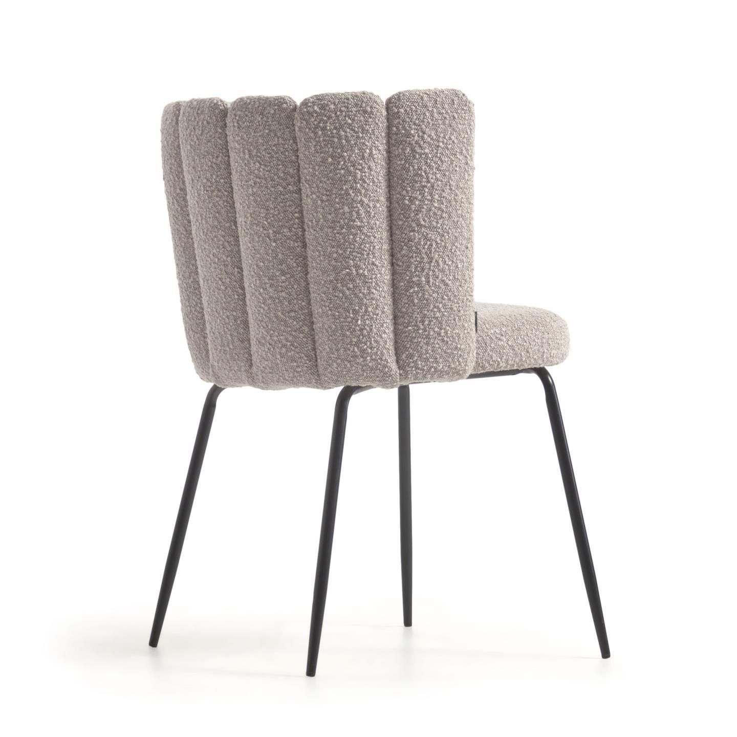 Kave home stoel Aniela grijs bouclé stof grijs B60 x D49 x H81 cm ...