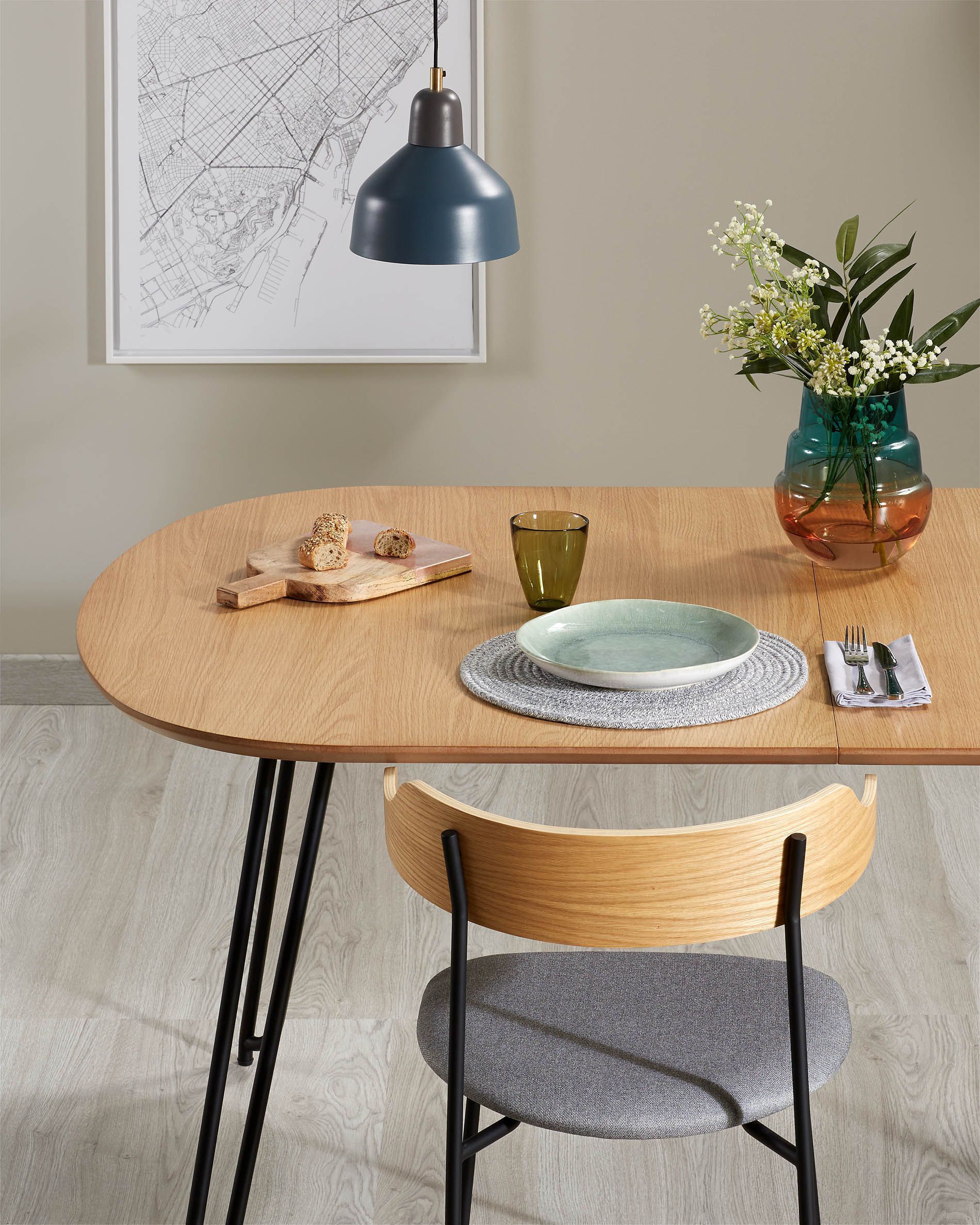 Kave home ovale uitschuifbare tafel Novac 170 cm