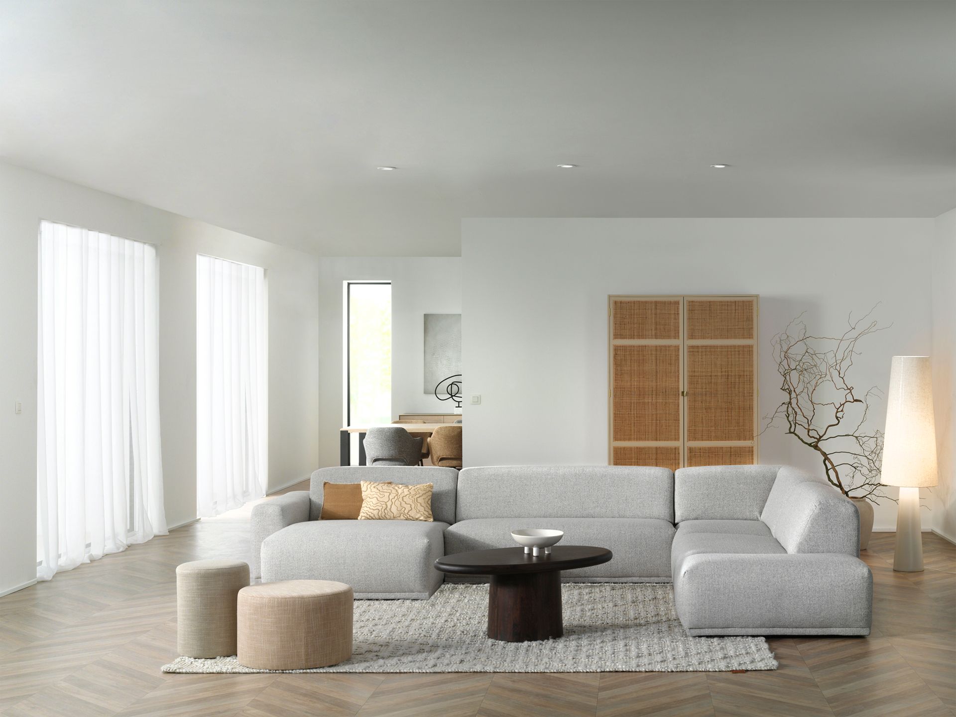 HK Living kast webbing cabinet hout B125 x D40 x H200 cm | DEBA Meubelen