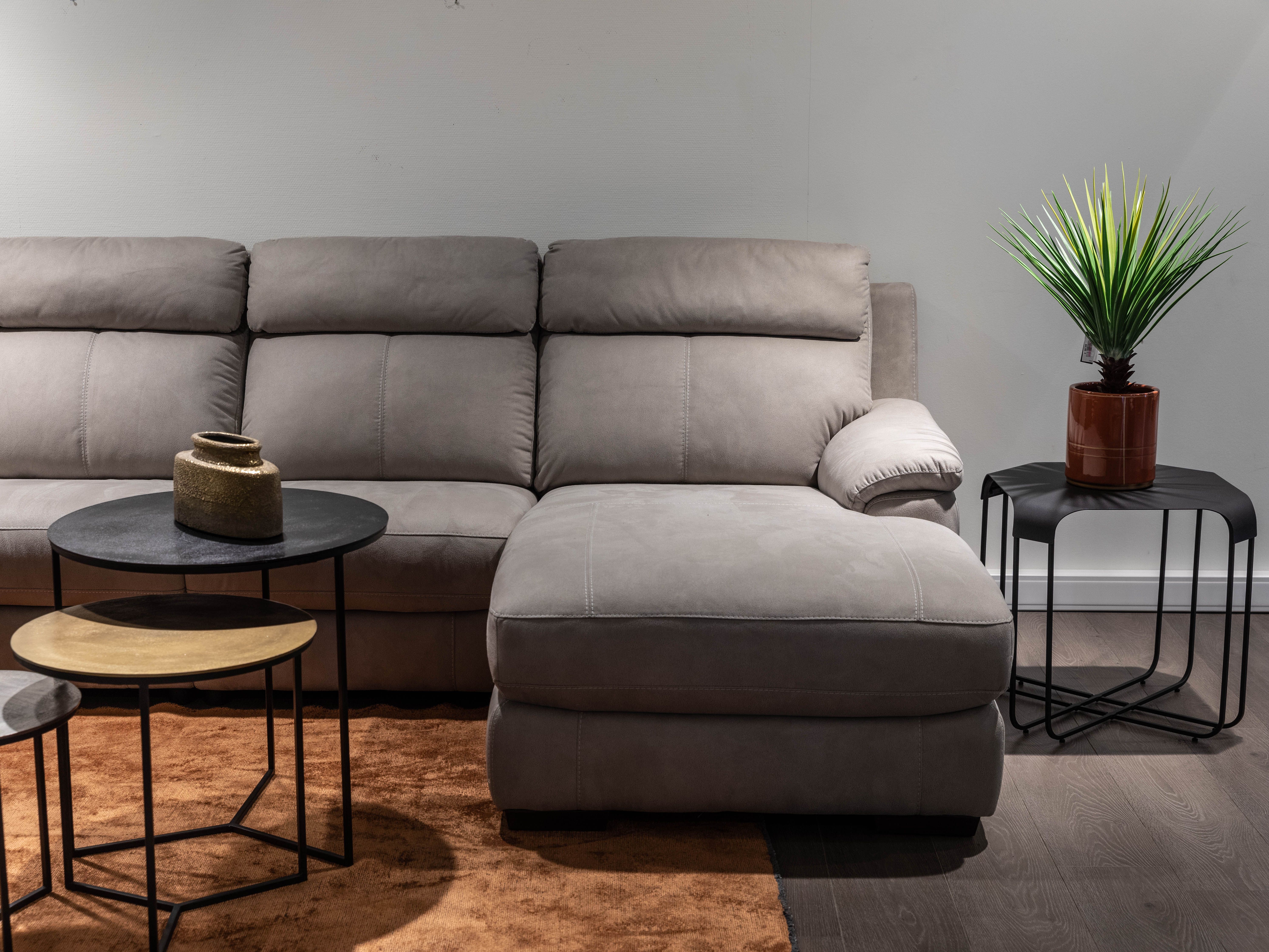 Klassieke zetel RS-11119 met relax en longchair in taupe stof