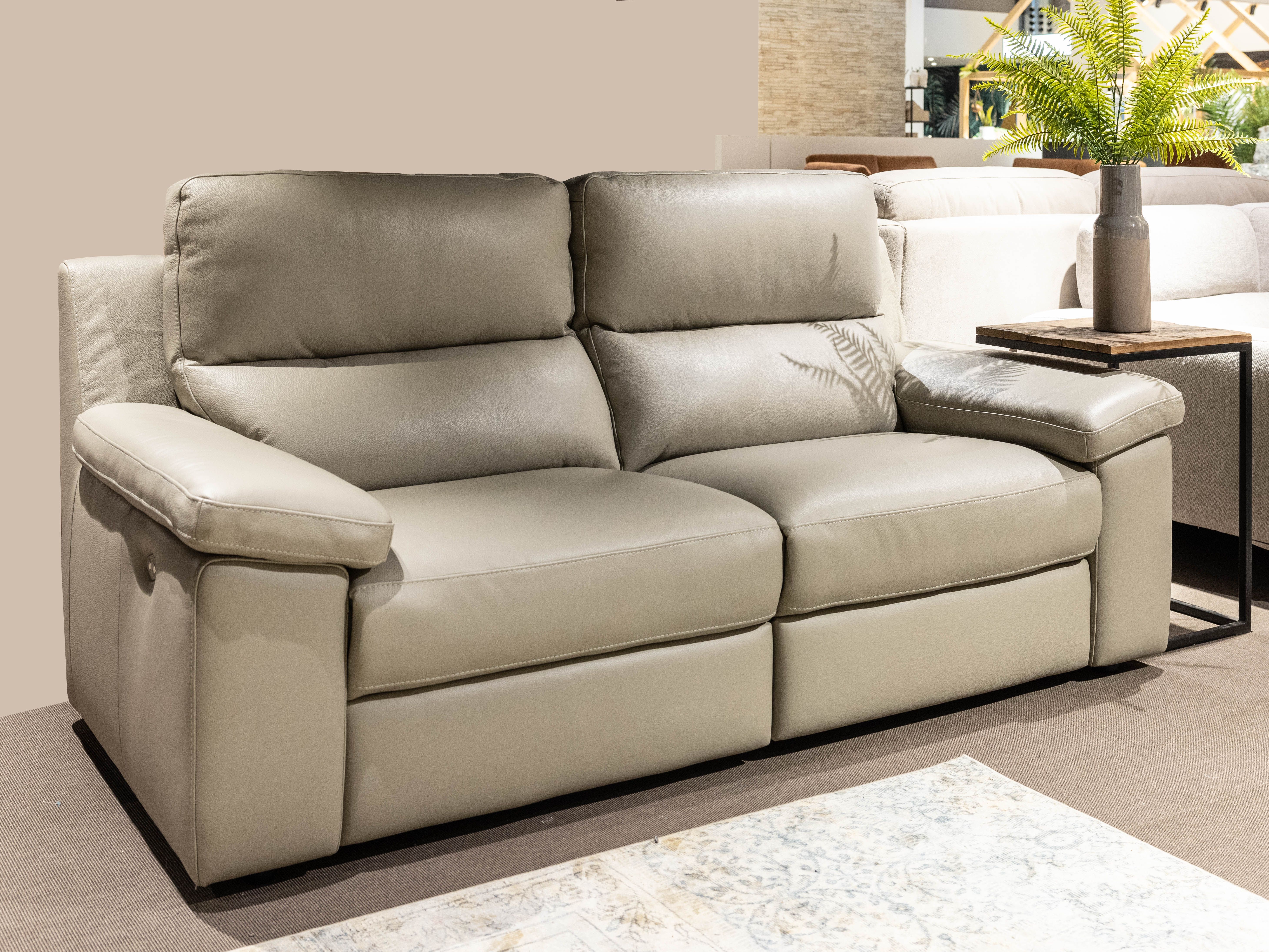 Altoni 3-zit met relaxen Louvre leder beige B204 x D100/156 x H103 cm | DEBA Meubelen