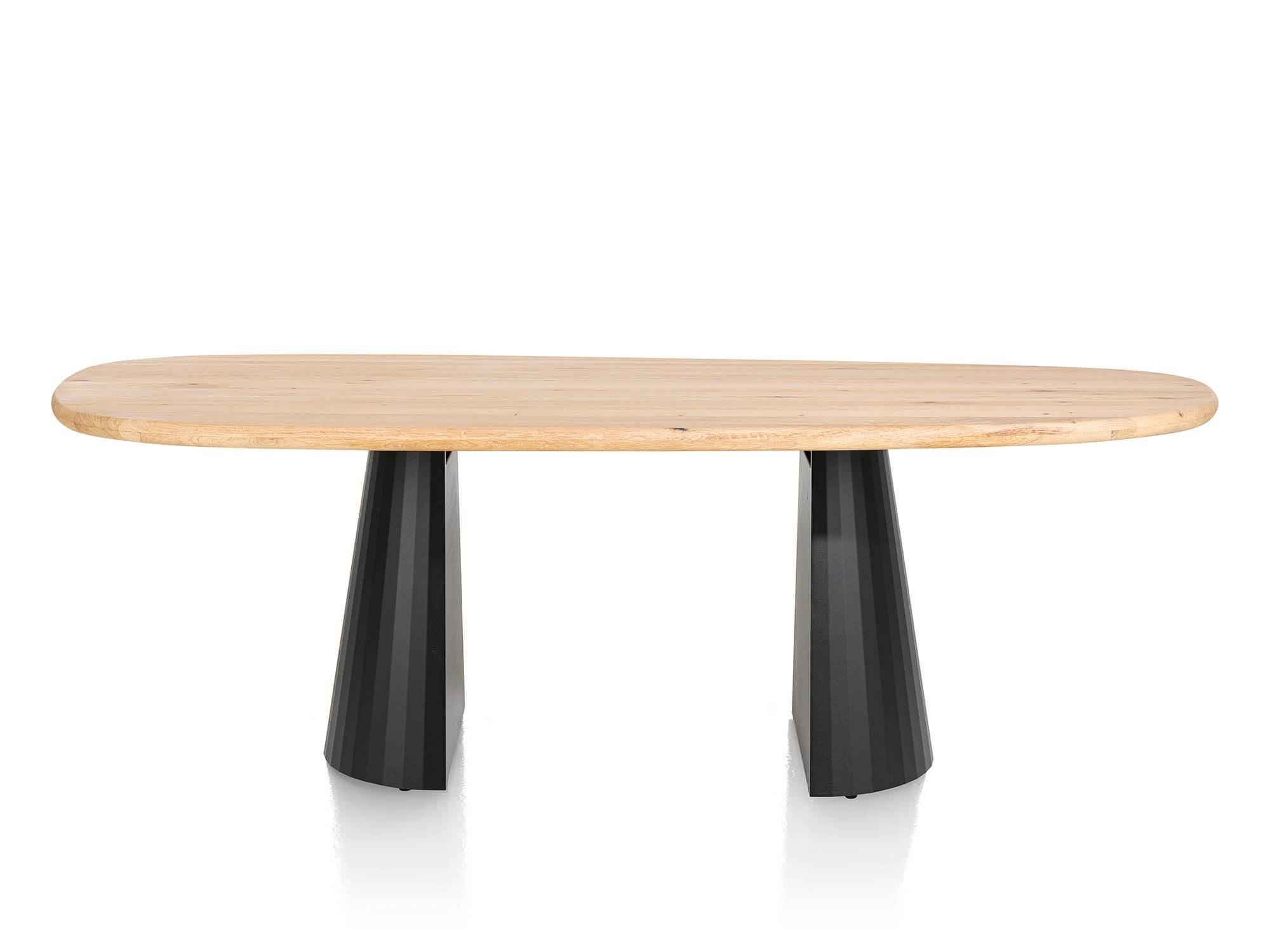 Xooon Arawood eetkamertafel massiek eikenhout naturel zwart metaal hout ...
