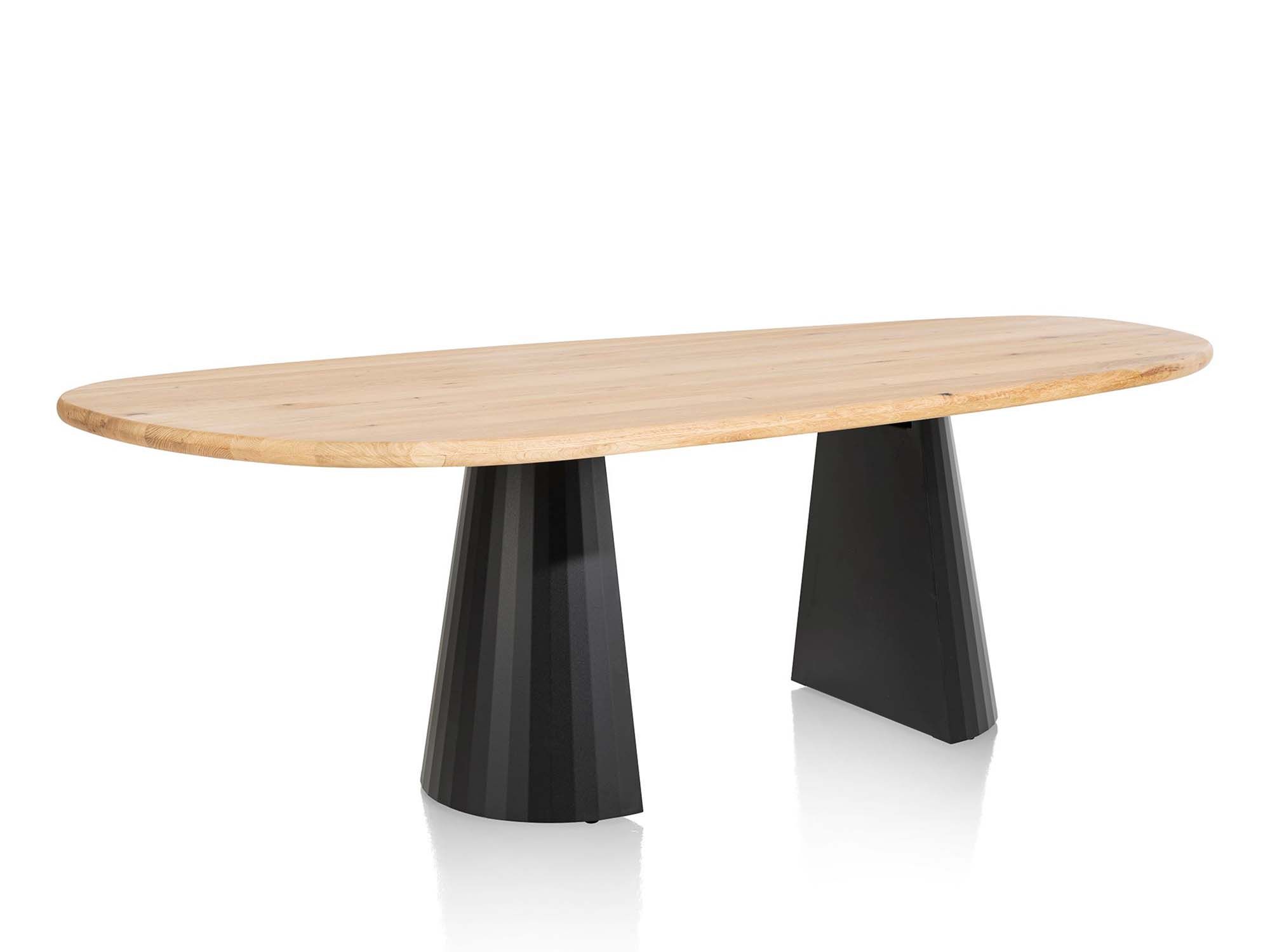 Xooon Arawood eetkamertafel massiek eikenhout naturel zwart metaal hout ...