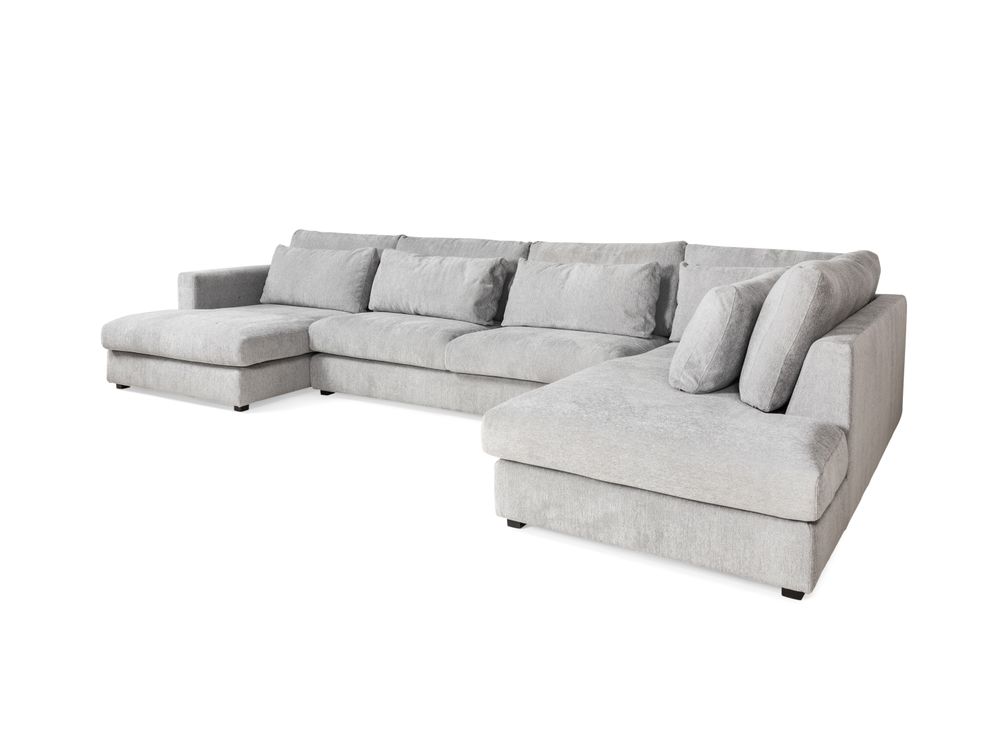 Easysofa Popoline hoekzetel U-vorm lichtgrijs stof