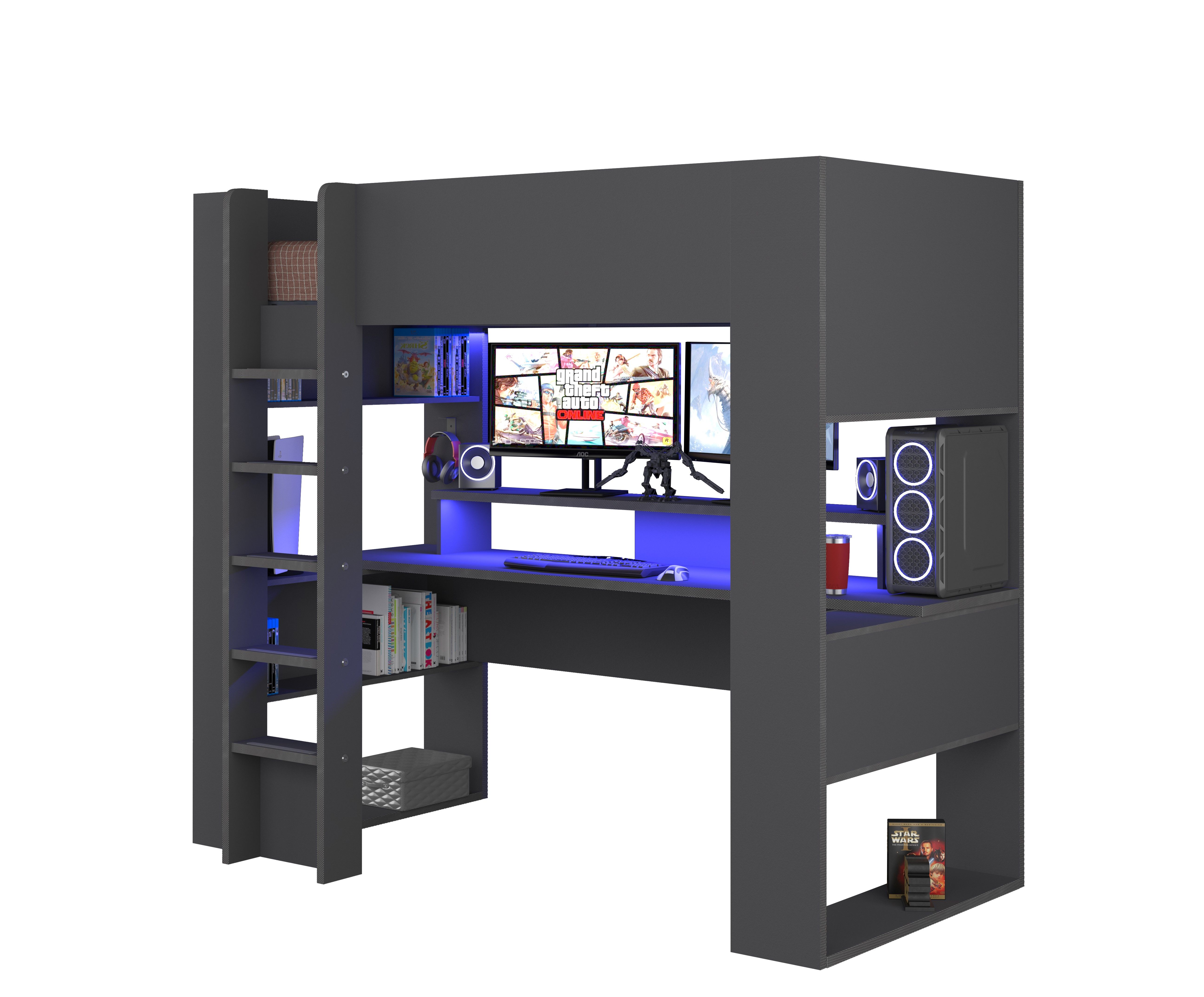 Richter Young Design The Cube hoogslaper met bureau antraciet led ...