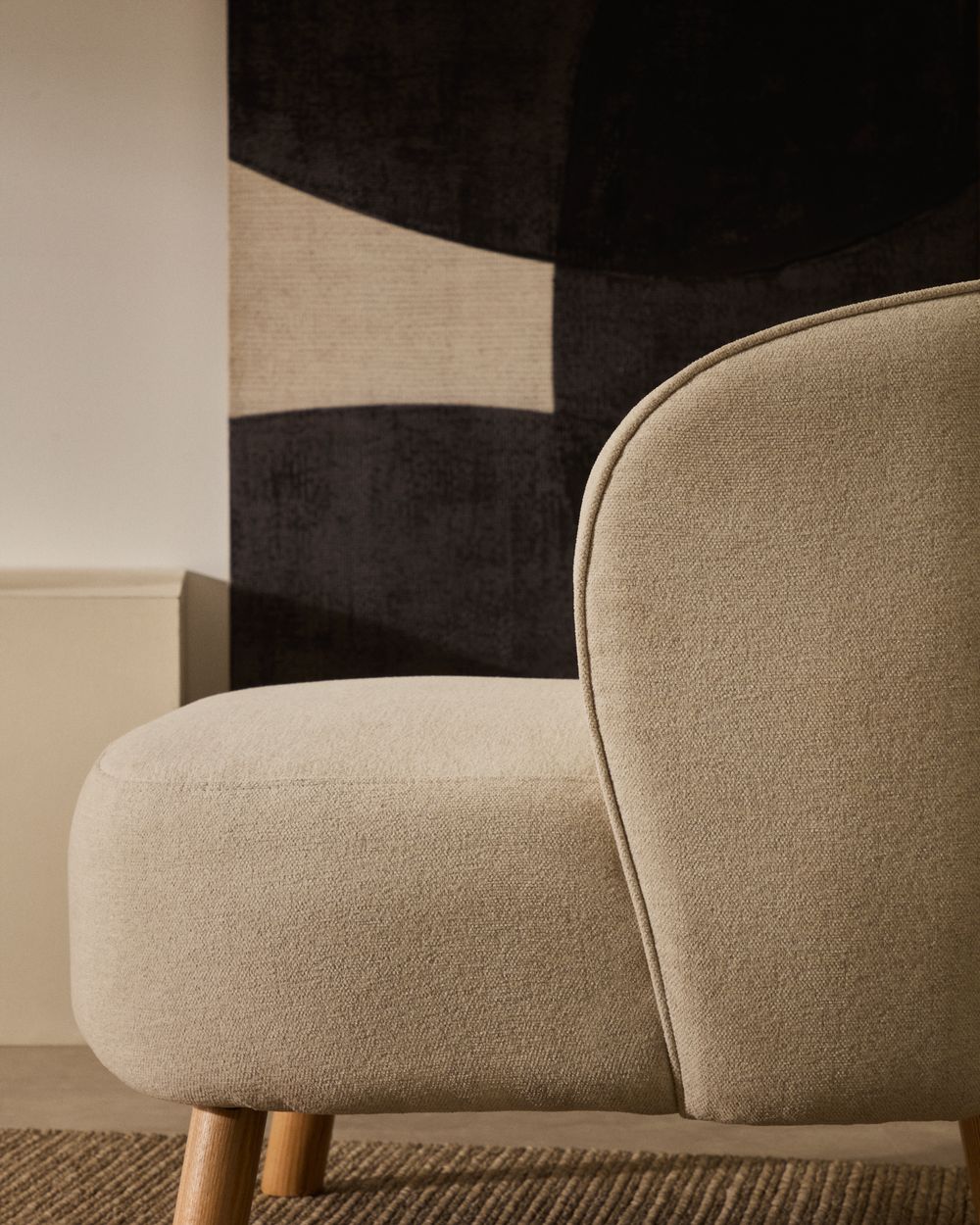 Kave Home Ulit fauteuil groen chenillestof massief beukenhout