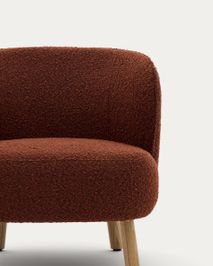 Kave Home Ulit fauteuil terracotta bouclé massief beukenhout