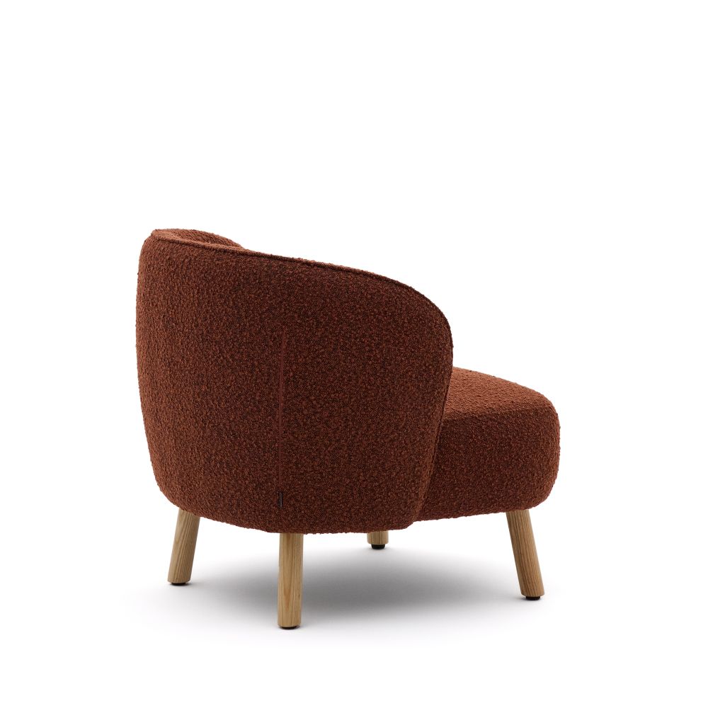 Kave Home Ulit fauteuil terracotta bouclé massief beukenhout